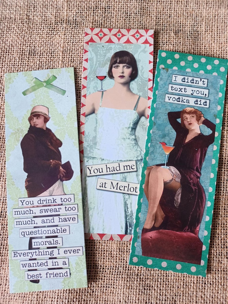 funny bookmarks set of 3, drinking themed bookm... - Folksy