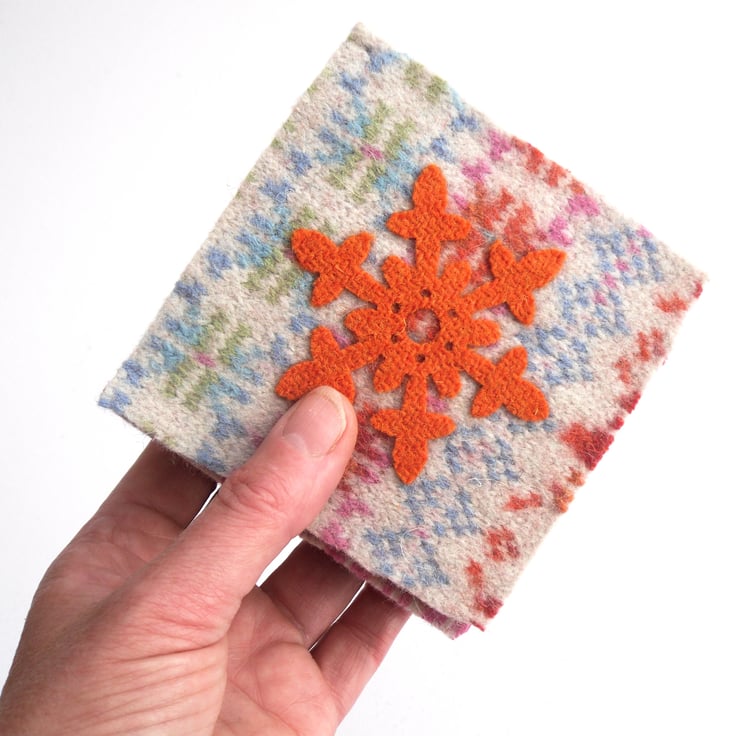 Snowflakes - felted wool coasters made out recy... - Folksy