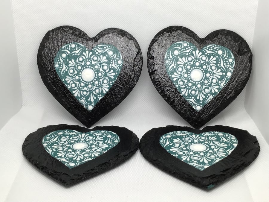 Heart shaped slate coasters - Folksy