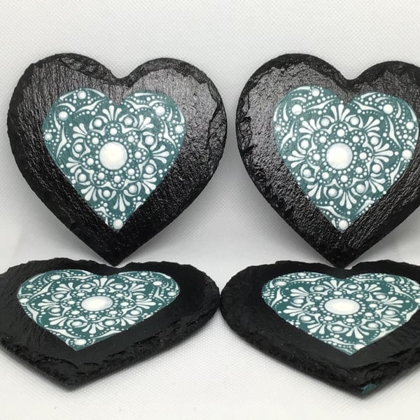 Heart shaped slate coasters - Folksy