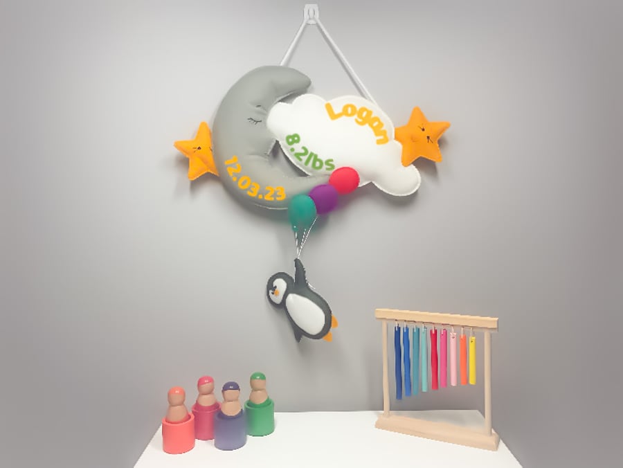 Multi-coloured Penguin Night Sky - Personalised... - Folksy