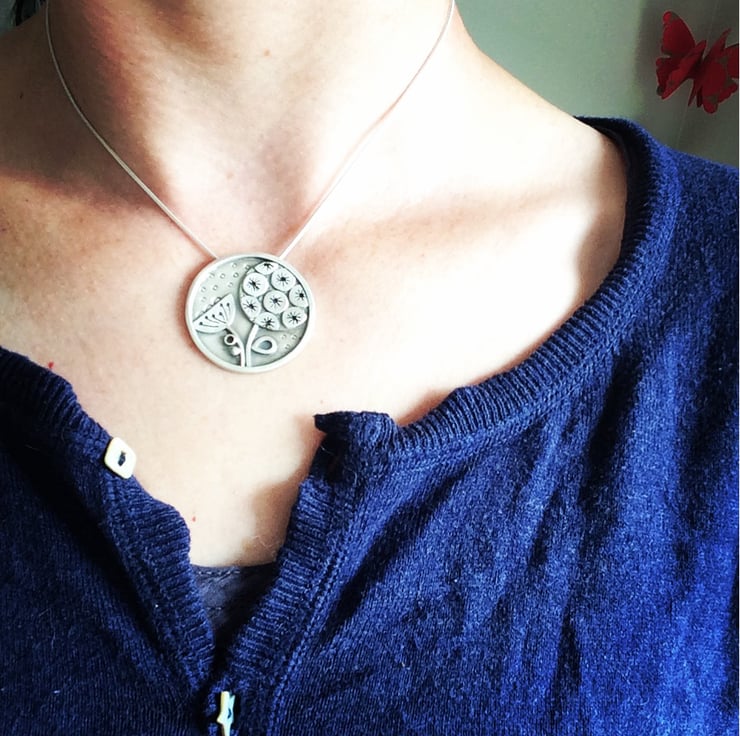 Silver seed heads pendant - Folksy