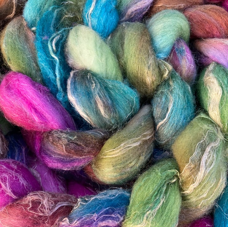 Merino Silk Linen Spinning fibre 100g Quick flame - Folksy