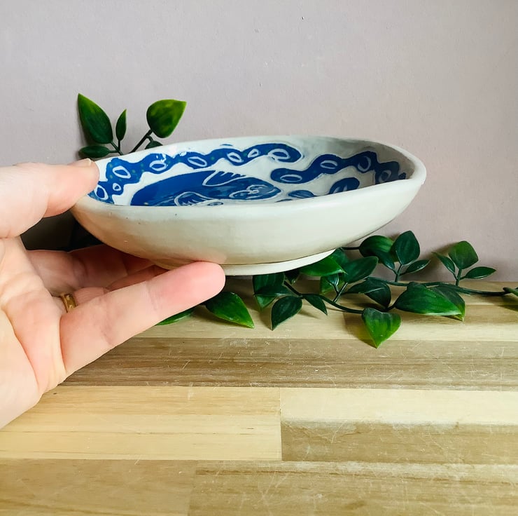 Handmade stoneware sgraffito happy seals and se... - Folksy