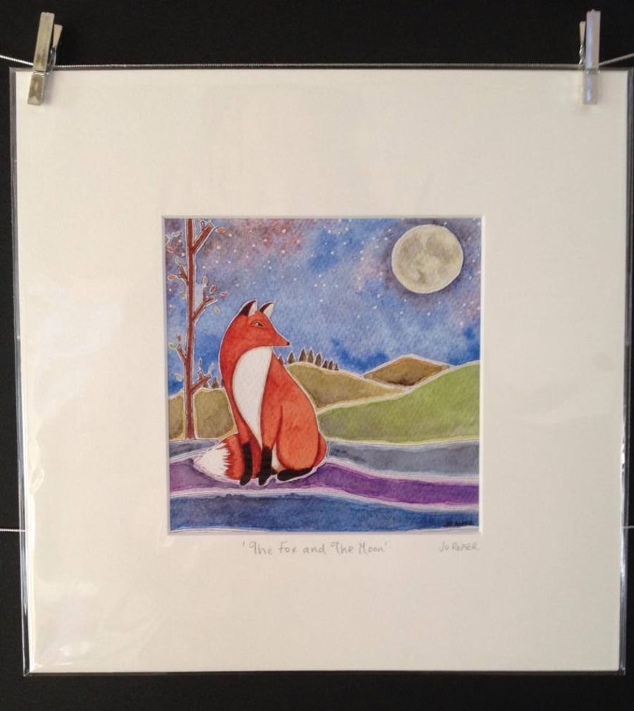 The Fox and The Moon is a Mounted and Signed ar... - Folksy