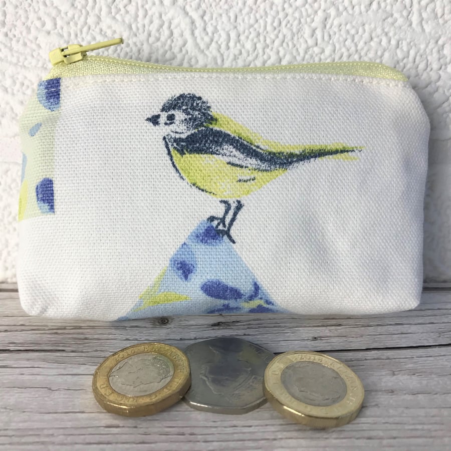 Small purse, coin purse with Blue Tit and blue ... - Folksy