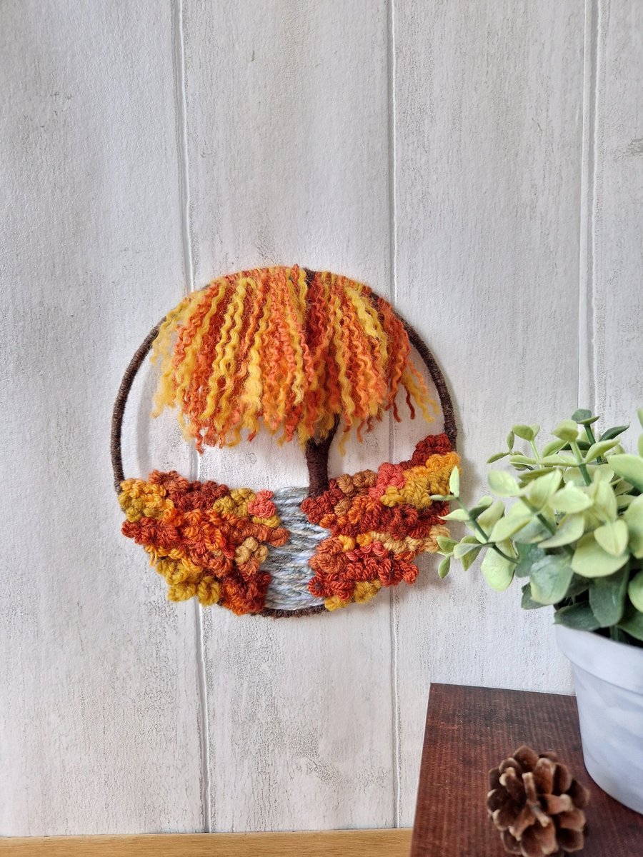 15cm Mini Autumn Tree Fiber Wall Hanging, Autum... - Folksy