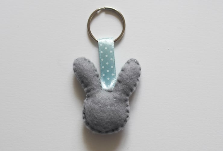 Grey felt rabbit keyring-Birthday gift for a ra... - Folksy