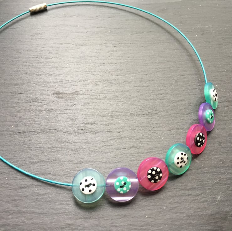 Button Necklace Layered Button Choker - Folksy