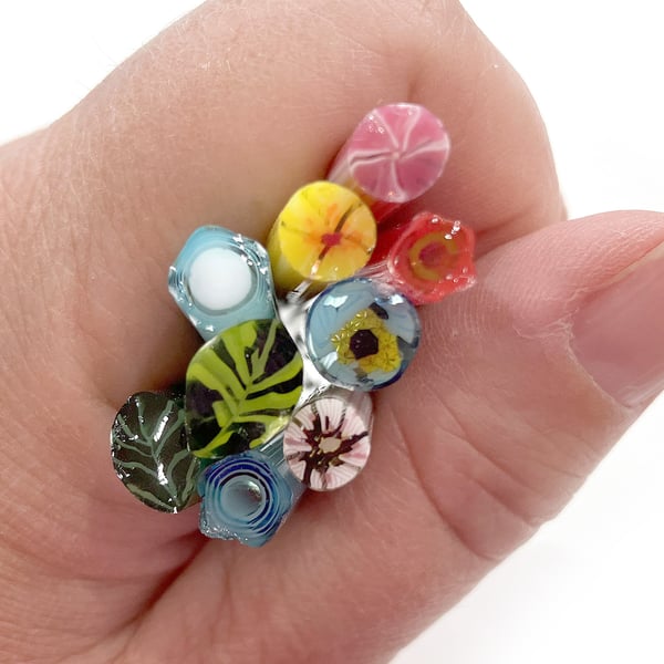 Mix pack flower and leaves murrini CANE made wi... - Folksy
