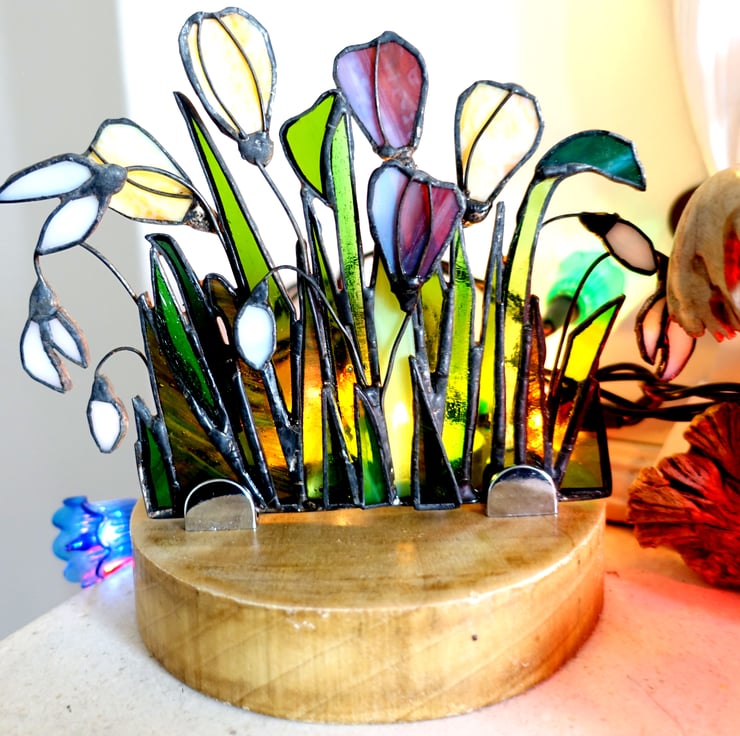 Crocus and Snowdrops Stained Glass Suncatcher T... - Folksy