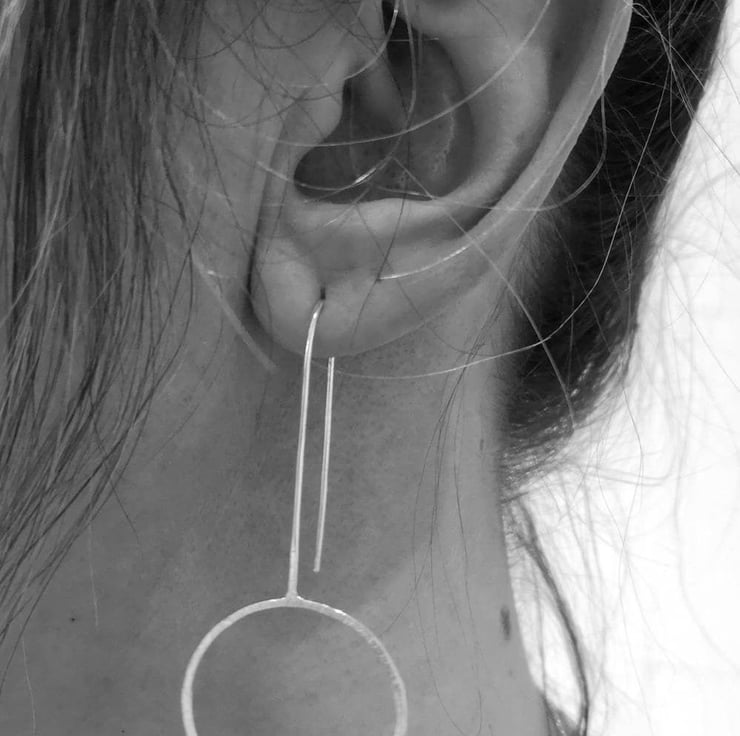 Long silver circle earrings - Folksy