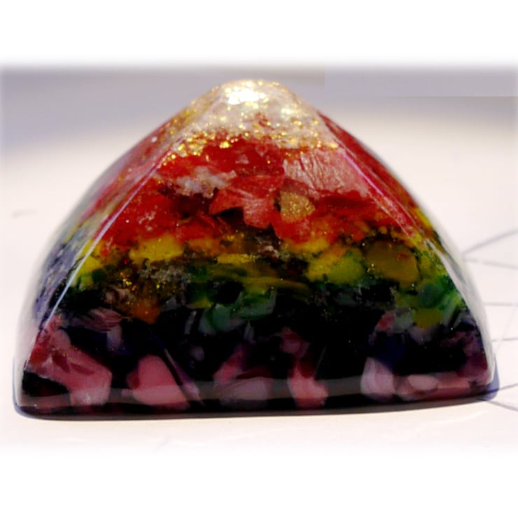 Glass Pyramid Paperweight Fused Rainbow Volcano - Folksy