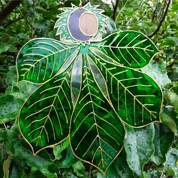 Conker Tree Leaves Suncatcher Window Hanging De... - Folksy