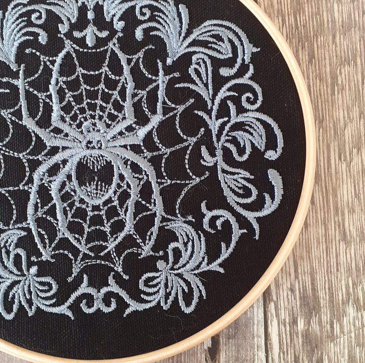 Spider web embroidery hoop, Halloween decoration - Folksy