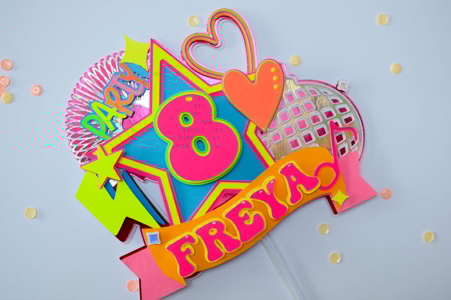 personalised Neon cake topper - Folksy