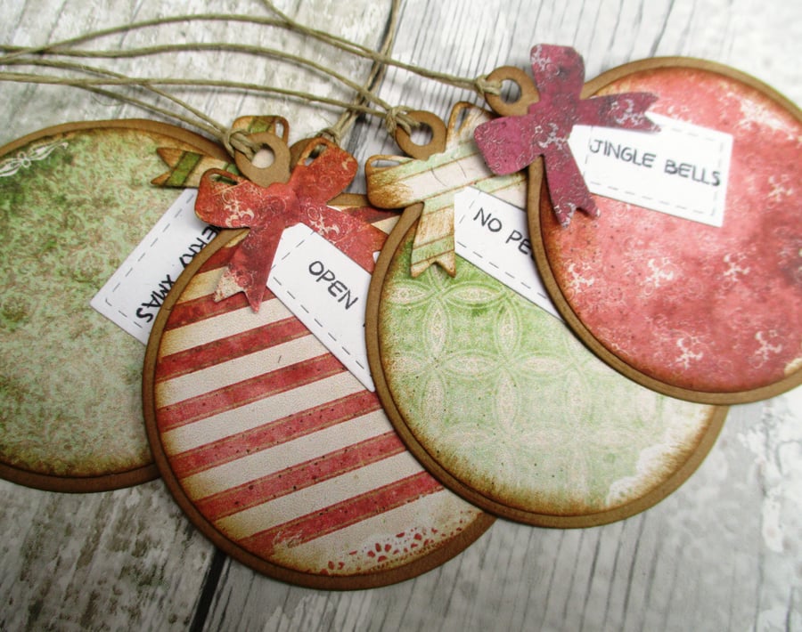 Bauble Style Christmas Gift Tags set of 4 - Folksy