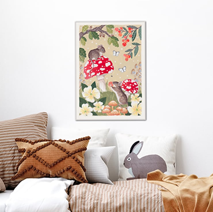 Harvest Mice and Toadstools Art Print - Folksy