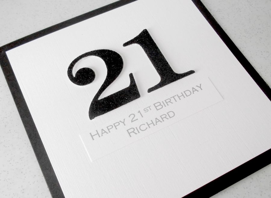 Handmade 21st birthday card - personalised with... - Folksy