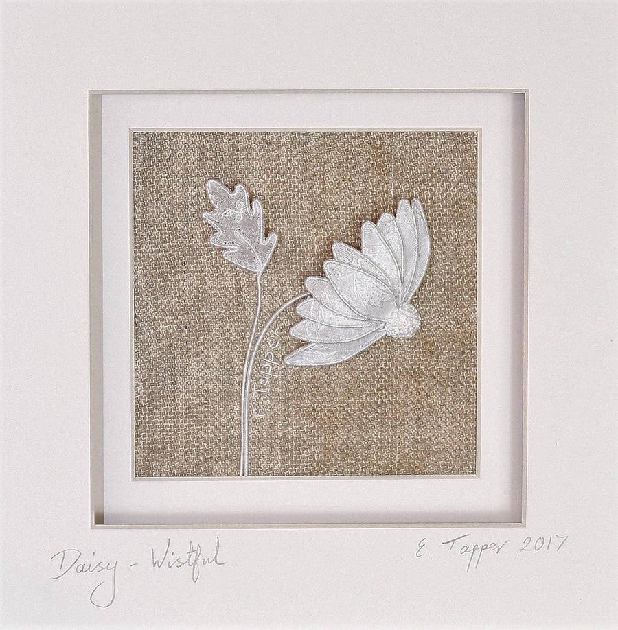 Stumpwork Daisy: 'Wistful' - Hand Embroidered Art - Folksy