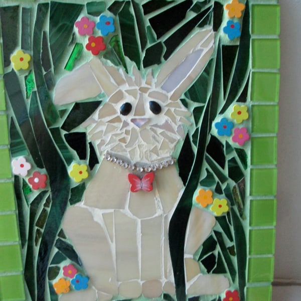 Mosaic Rabbit in the Grass - Folksy