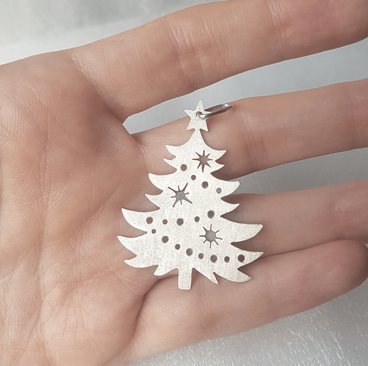 Christmas Tree-Shaped Hanging Keepsake in Silve... - Folksy