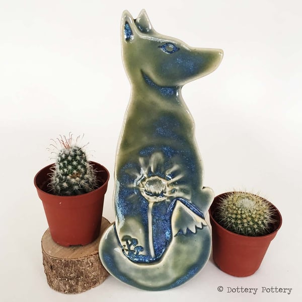 Pottery Fox hanging decoration Ceramic Fox Moon... - Folksy