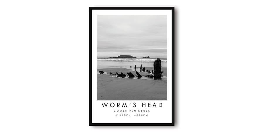 Worms Head Gower Travel Print, Gower Peninsula ... - Folksy