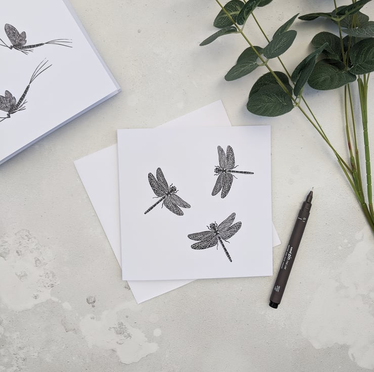 Dragonfly Note Card, Dragonflies Greetings Card - Folksy