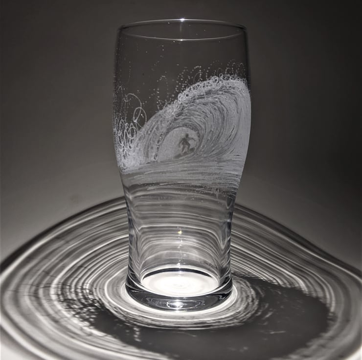 Wave Pint Glass - Surfer Pint Glass - Wave Glas... - Folksy
