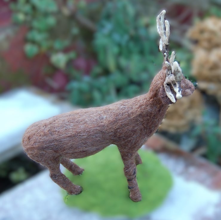 Large Needle felt stag, felted animal wool scu... - Folksy