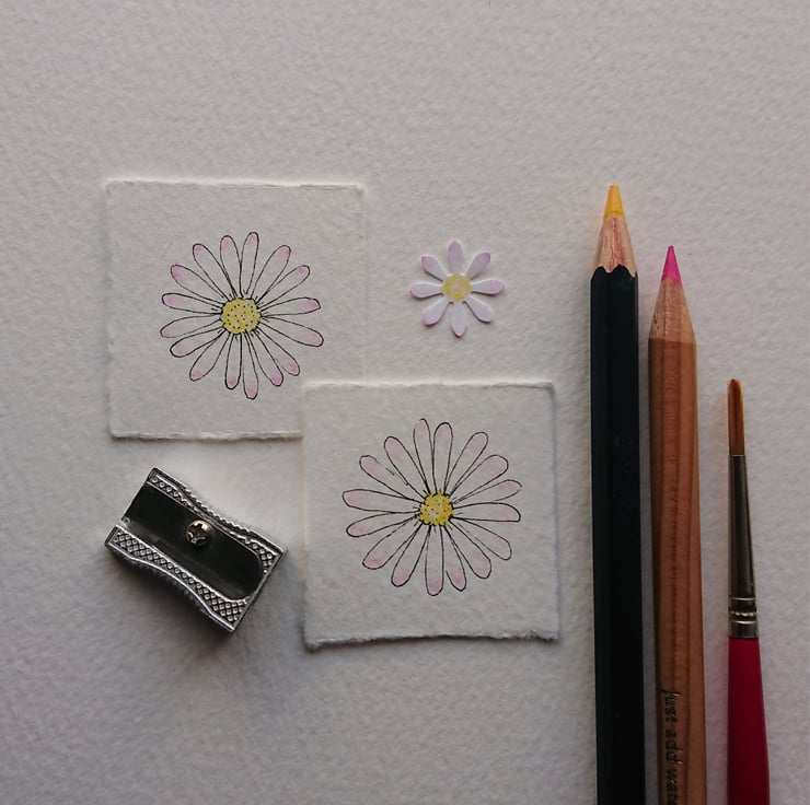 Daisy chain card - original hand painted design... - Folksy