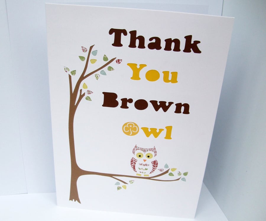 Large Personalised Thank You card with an Owl -... - Folksy
