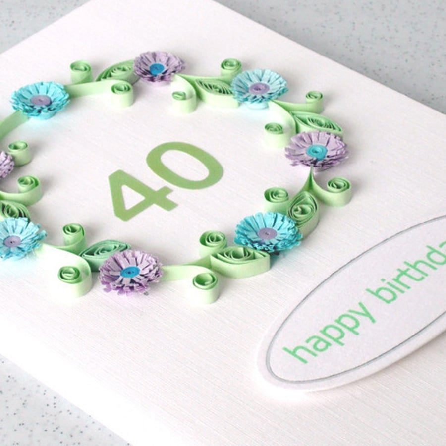 40th birthday card - Folksy