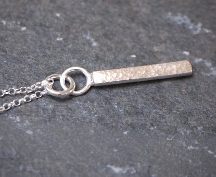 Silver Pendant - Solid silver rod necklace pend... - Folksy