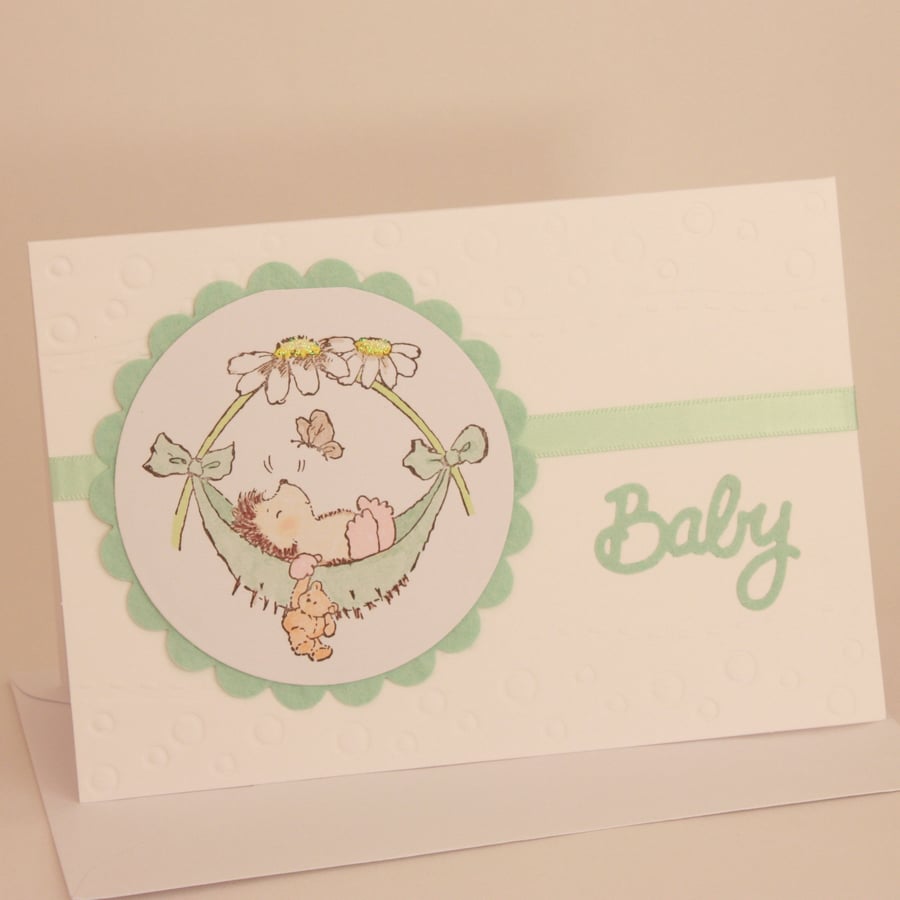 Handmade new baby card, unisex, gender neutral - Folksy