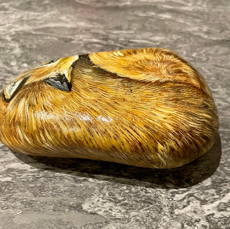 Fox hand painted large garden rock stone wildli... - Folksy