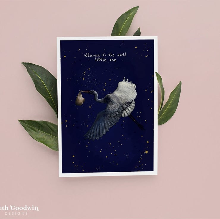 New Baby Stork Card - Baby Cards, Stork Baby Ca... - Folksy