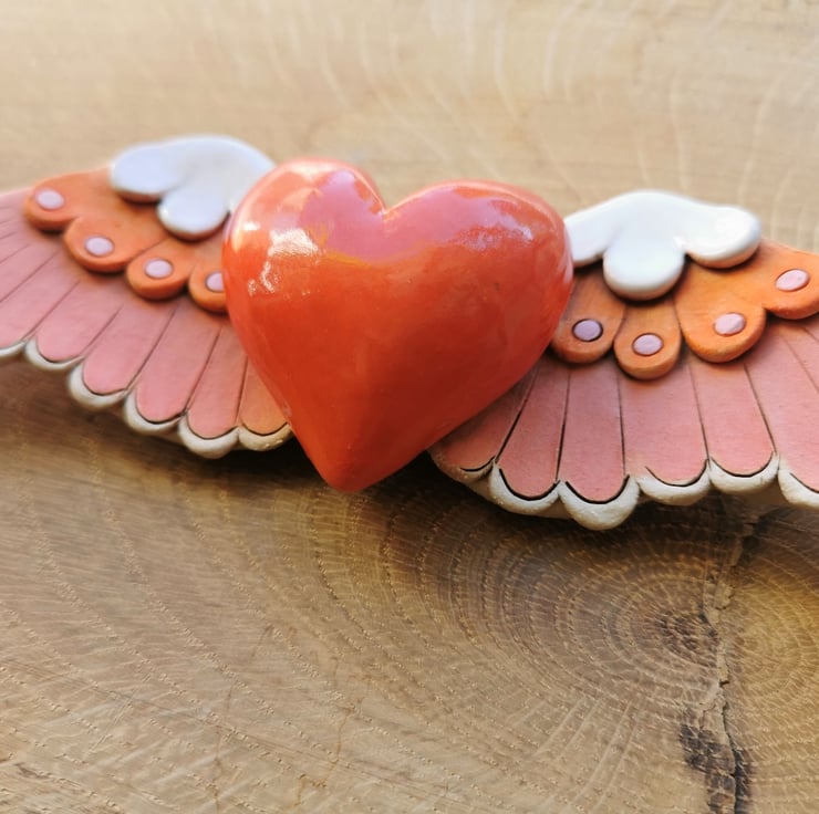 Heart sculpture, ceramic wall art, red ceramic ... - Folksy