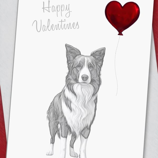 Love Heart Dogs Border Collie Valentines Card - Folksy