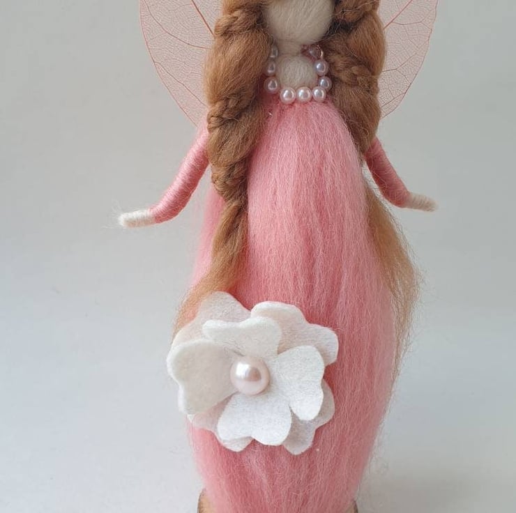 Needle felt fairy, pink felt fairy, wool felt f... - Folksy