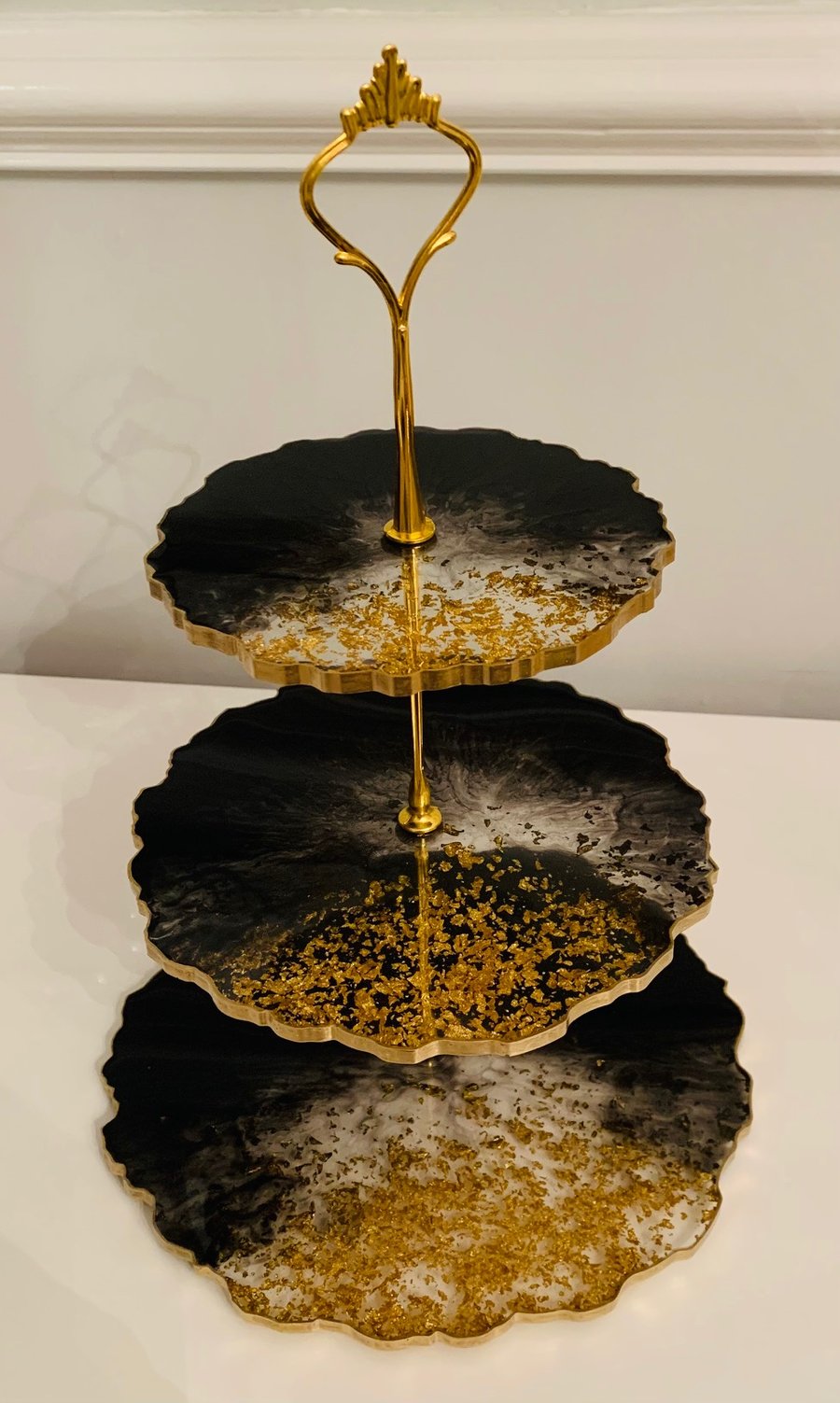 Resin Black And Gold Three Tiers Cake Stand - Folksy