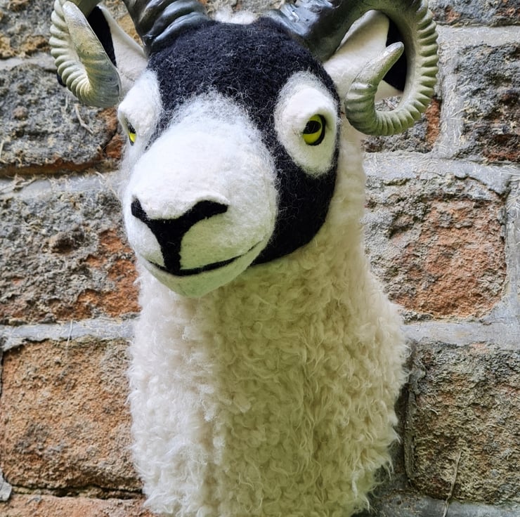 Faux Swaledale sheep head - Ilkley the sheep - Folksy
