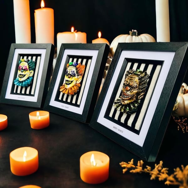 Handpainted Framed Clown - Folksy