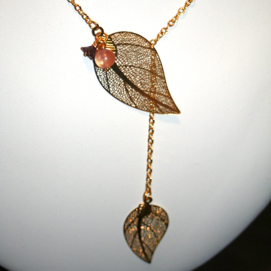 Filigree leaf pendant necklace - Folksy