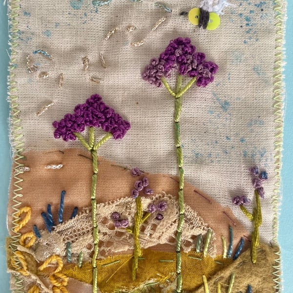 Framed mixed media textile art ,embroidery pict... - Folksy