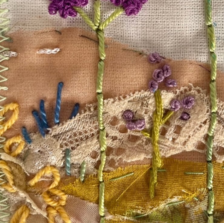 Framed mixed media textile art ,embroidery pict... - Folksy