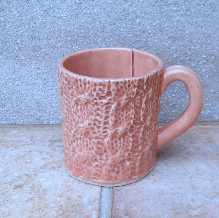 Knitted mug coffee tea cup stoneware ceramic po... - Folksy