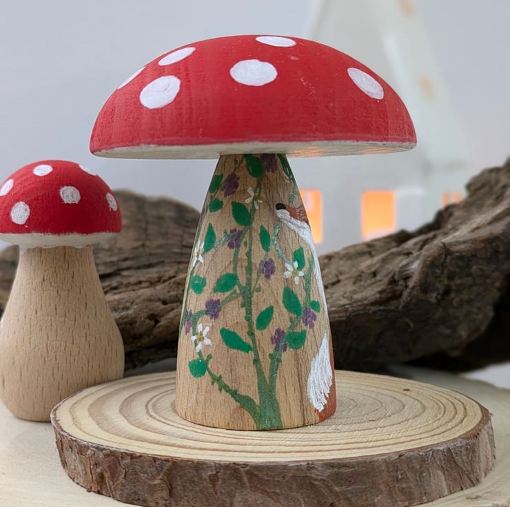 Hand painted wooden toadstool mushroom - Folksy
