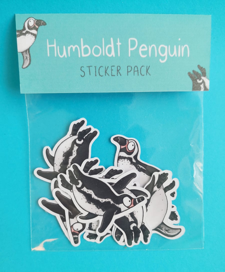 Humboldt penguin assorted sticker pack - Folksy